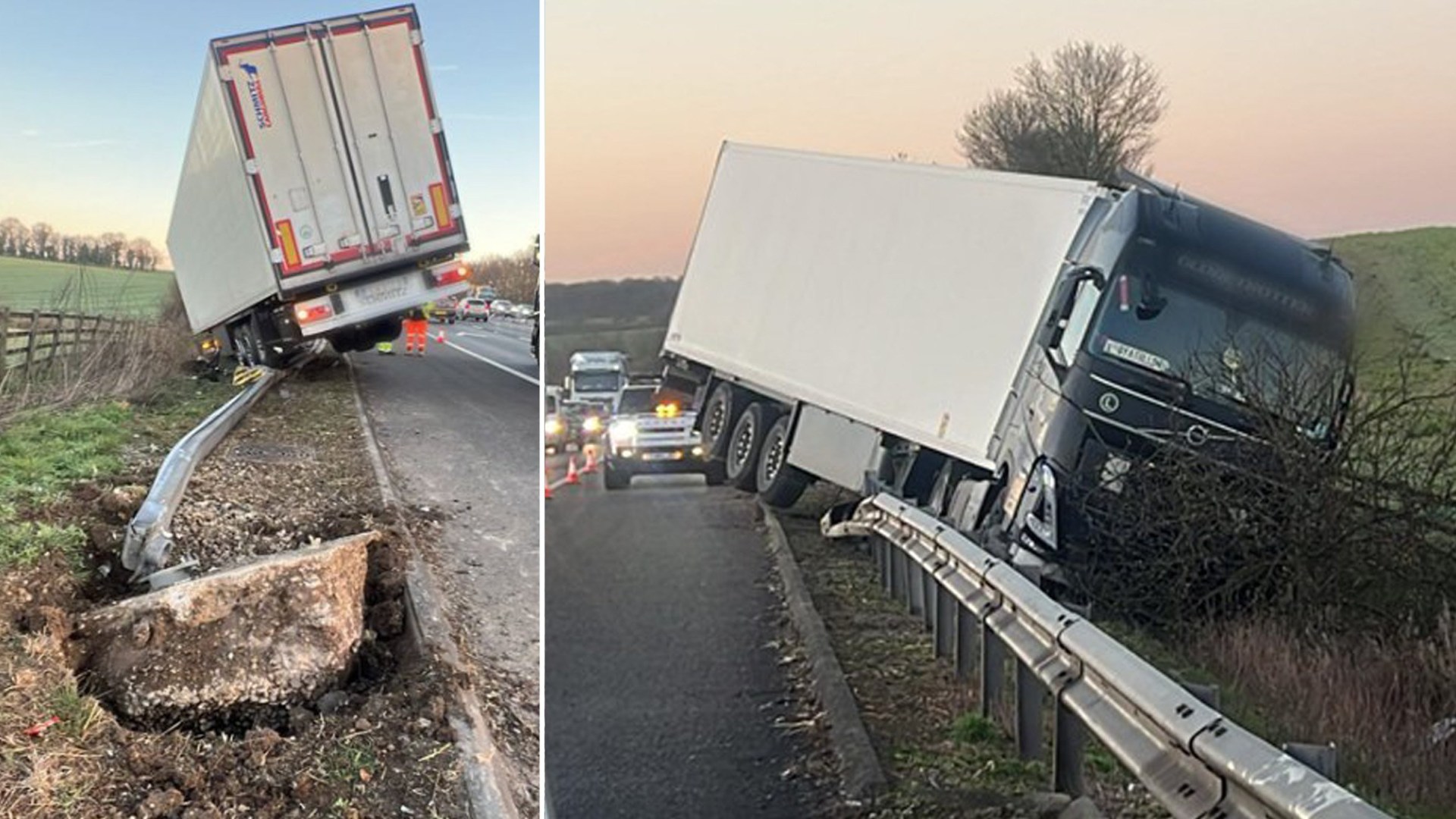 Major motorway closed for hours after lorry crash near London airport