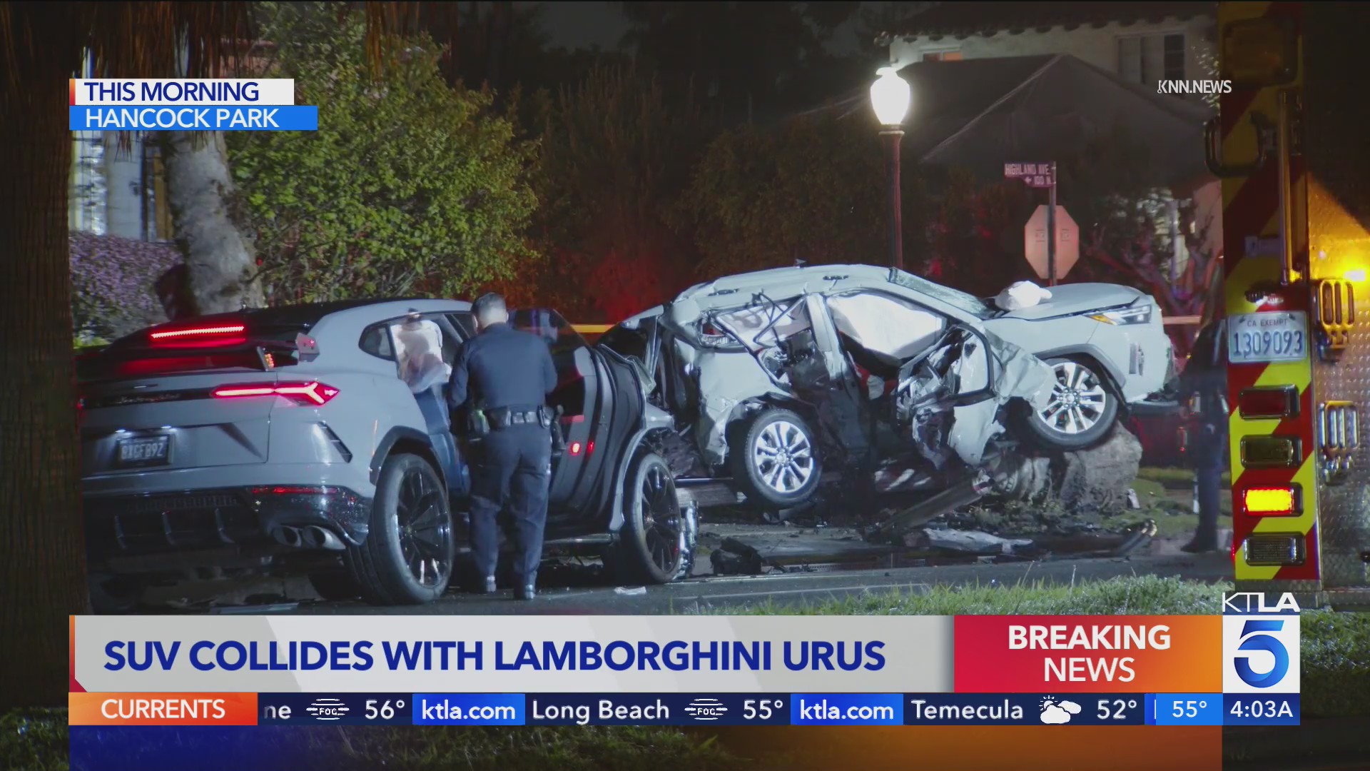 Lamborghini driver flees crash with SUV in Hancock Park