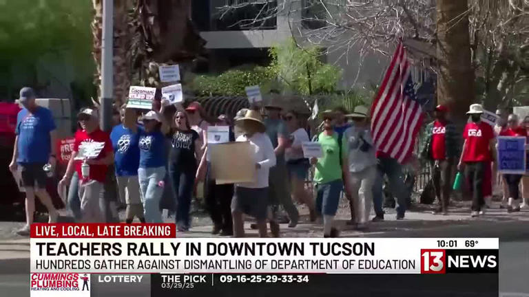 Teachers rally in Tucson against dismantling of Department of Education
