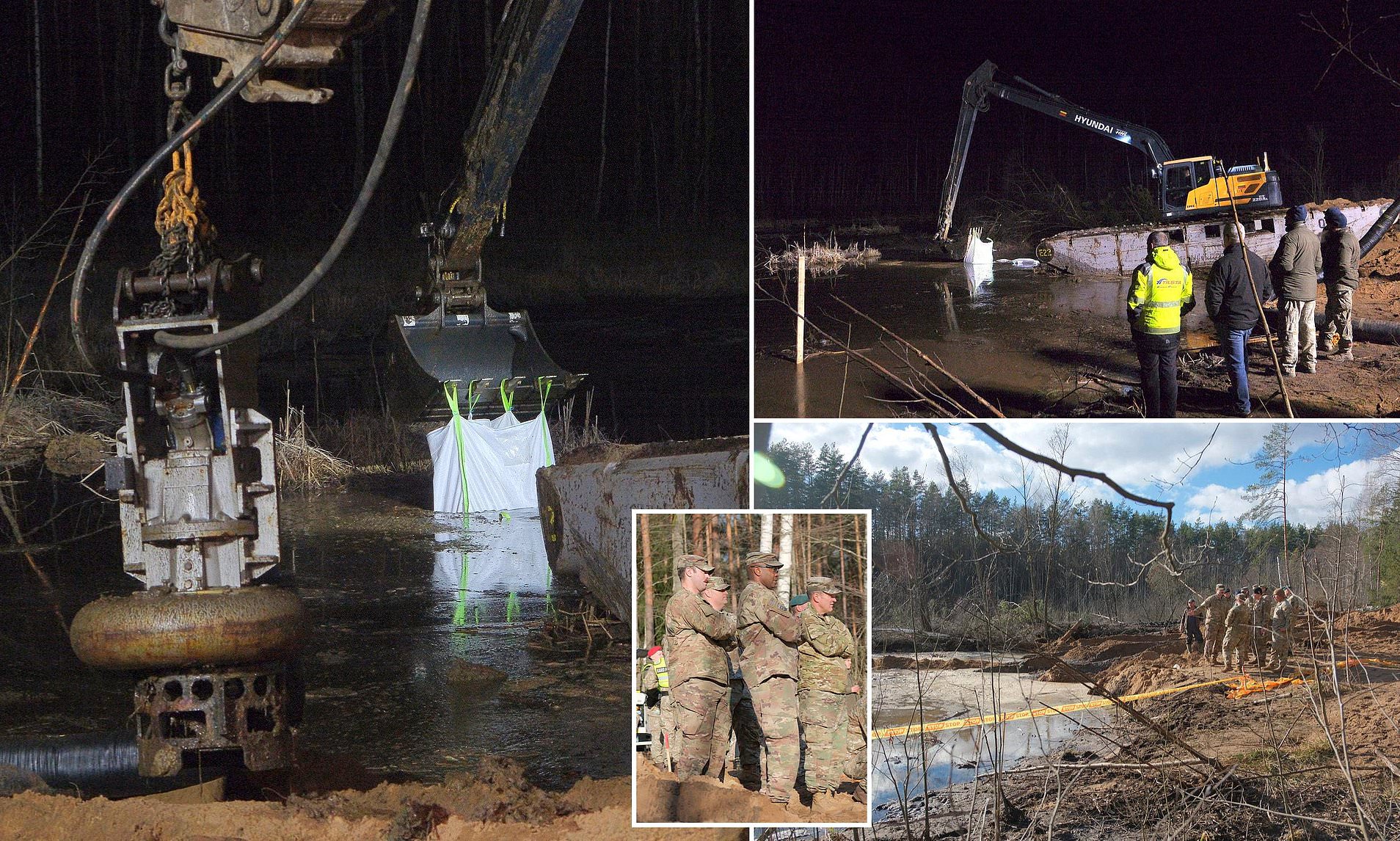 US armoured vehicle hauled out of swamp in search for missing soldiers