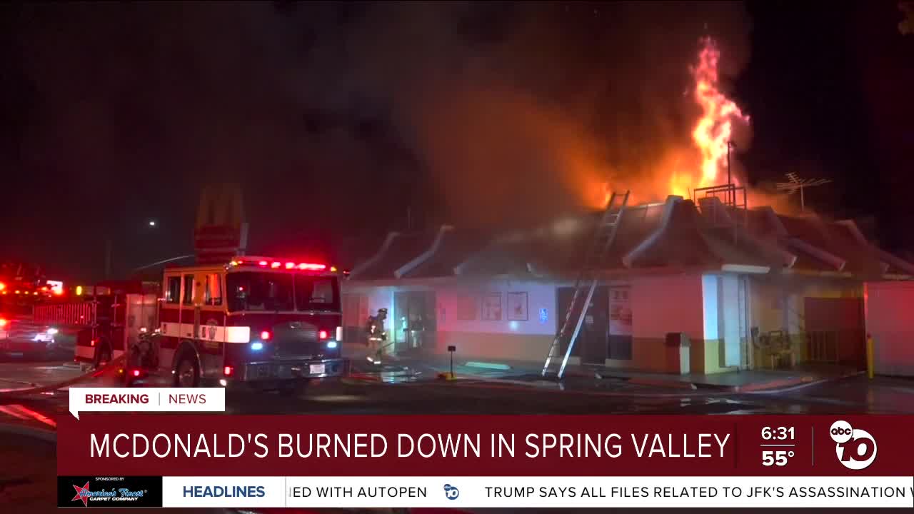 McDonald's restaurant in Spring Valley burned down