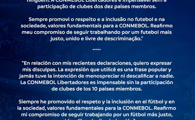 “Tarzán y Chita”: La desafortunada frase ocupada por el presidente de Conmebol para referirse a ...