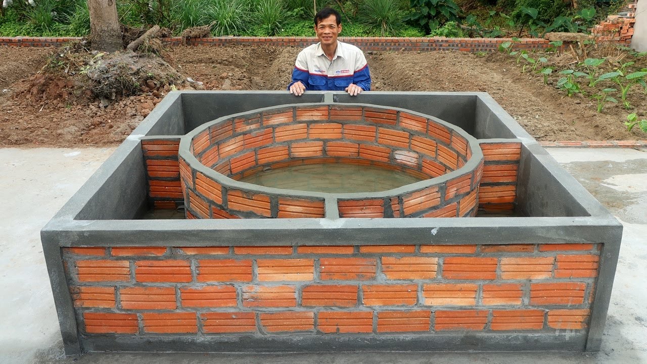 Make a Unique Fish Tank from brick and cement - Decorate Front garden