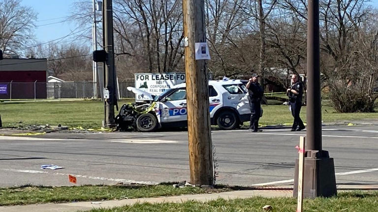 Police cruiser and car collide; no serious injuries reported
