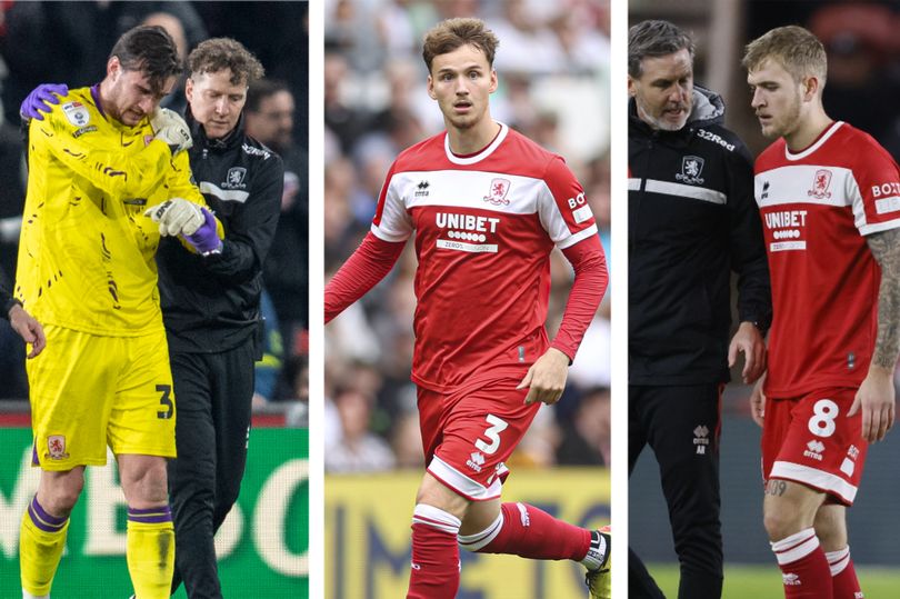 Middlesbrough's ten-man injury list and their estimated return dates ...