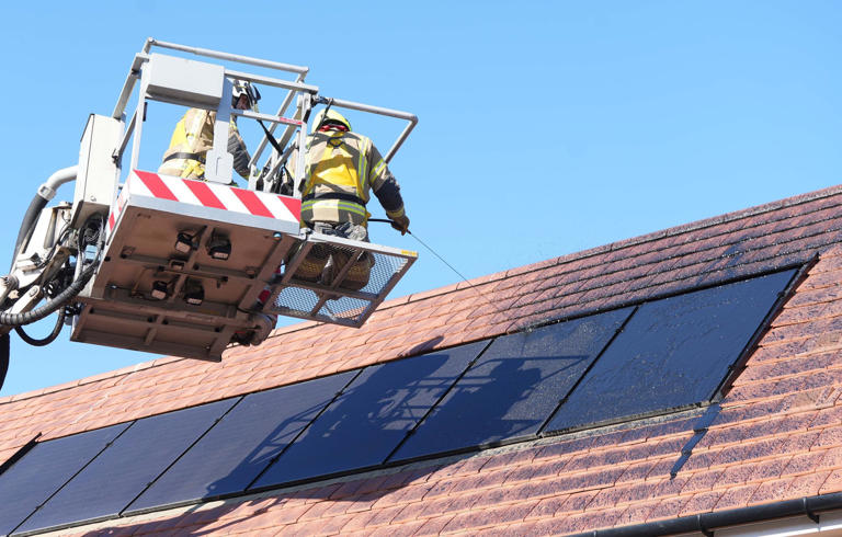 Solar panels catch fire at home in West Sussex village