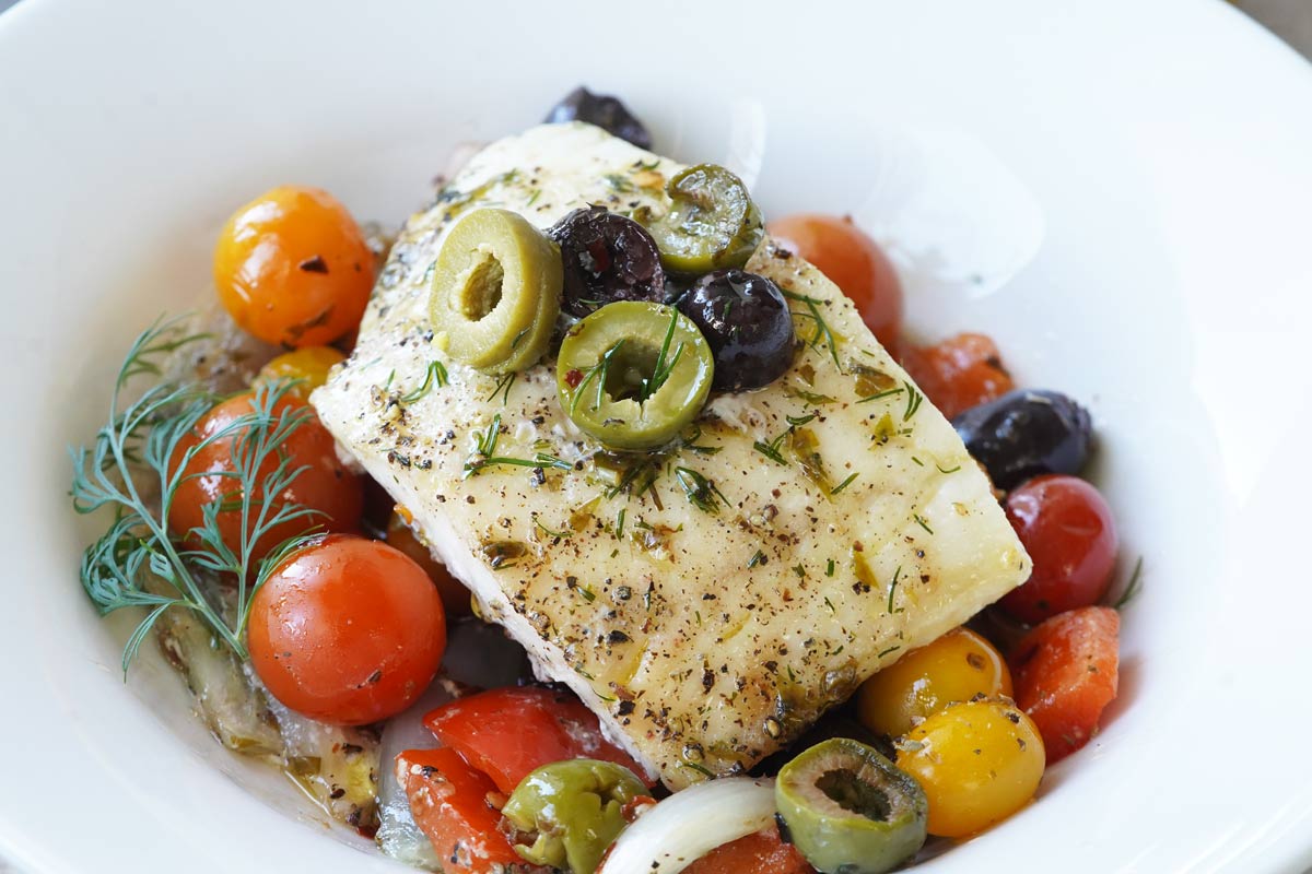 Mediterranean-Style Cod & Roasted Veggies