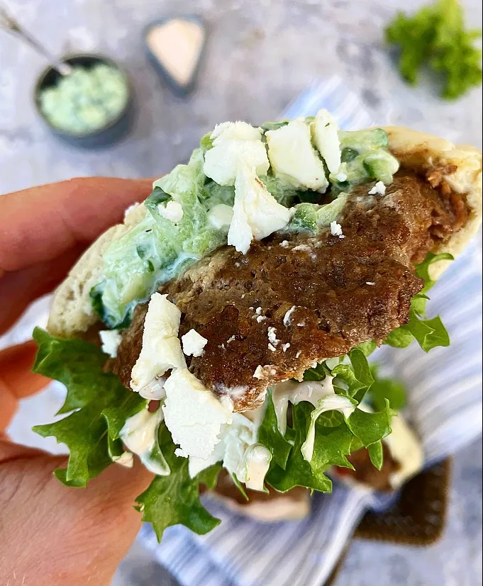 These Greek-Style Pita Pockets with Spiced Beef, Tzatziki, and Feta Are ...