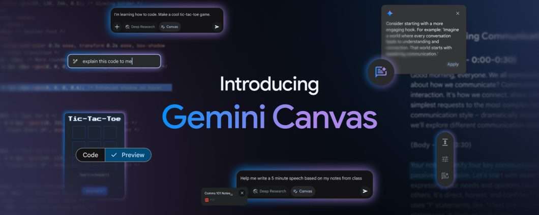 Gemini introduce Audio Overview e Canvas: rivoluzione per scrittura e coding