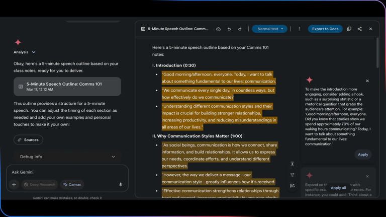 Gemini introduce Audio Overview e Canvas: rivoluzione per scrittura e coding