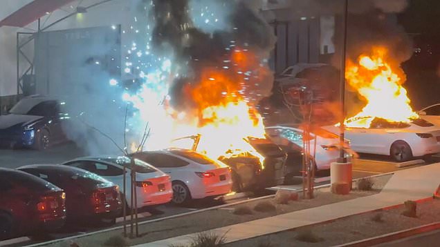 Protesters lob molotov cocktails and open fire on Teslas at Las Vegas ...