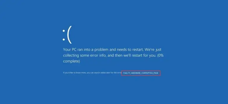 Cómo solucionar el error FAULTY HARDWARE CORRUPTED PAGE en Windows