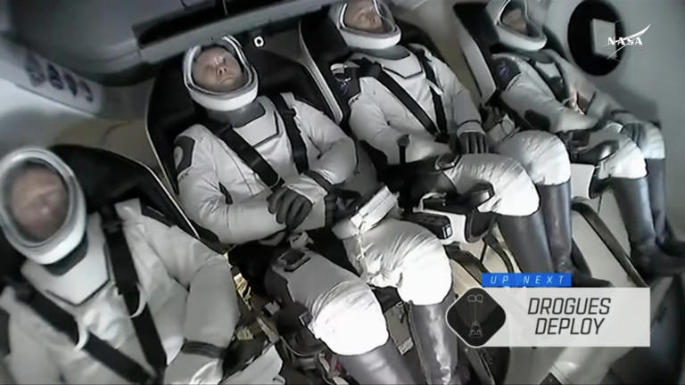 Astronauts who spent 9 months in space finally return to earth with splash down off Florida’s coast