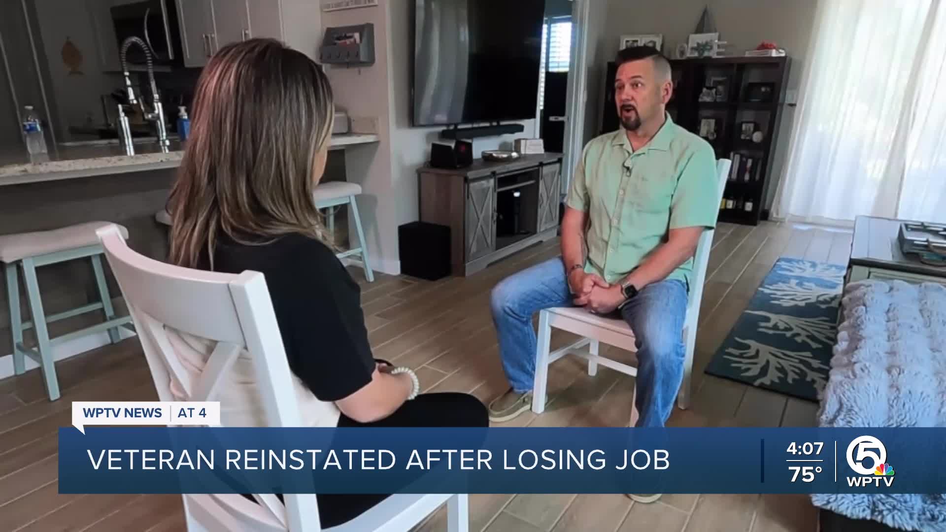 Veteran reinstated after losing job