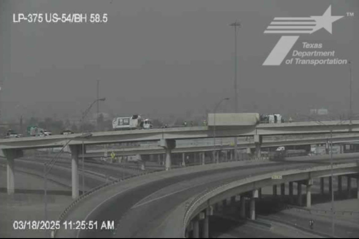 Rolled over tractor-trailer on US 54 near border highway causing ...