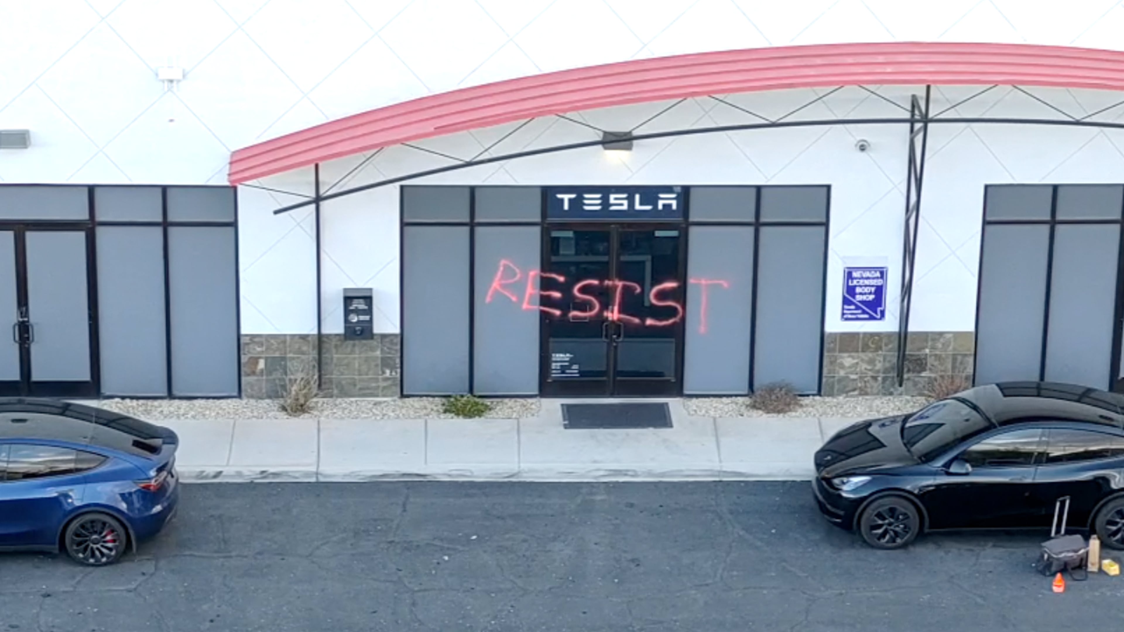 Tesla Collision Center in Las Vegas latest target in nationwide attacks