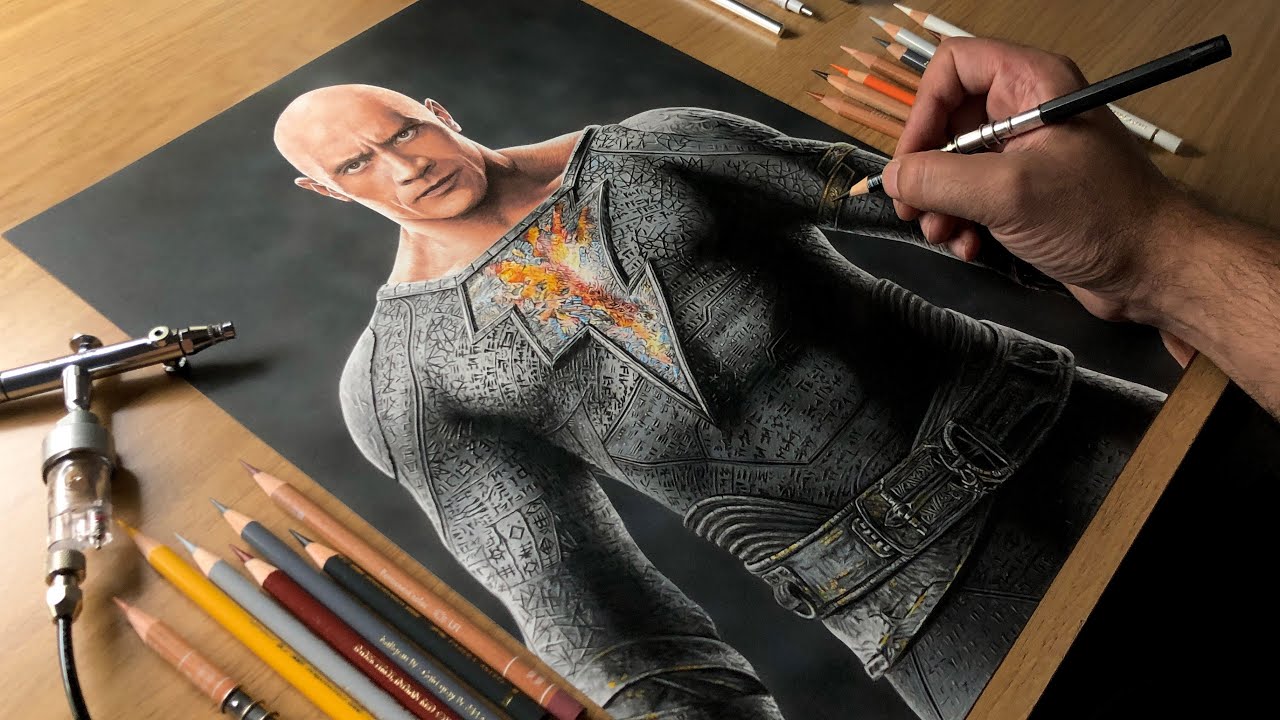 Drawing Black Adam ¦ Insane The Rock Fan Art Time-Lapse!