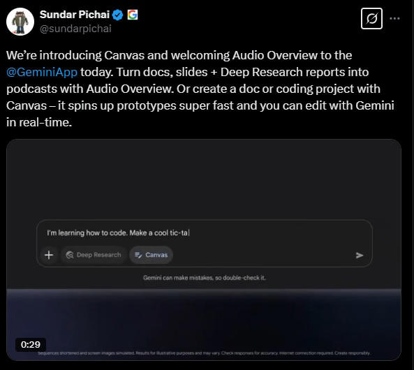Google CEO Sundar Pichai adds new coding feature called Canvas to ...