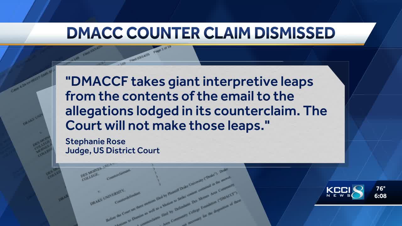 Judge throws out DMACC counter claim against Drake in trademark battle