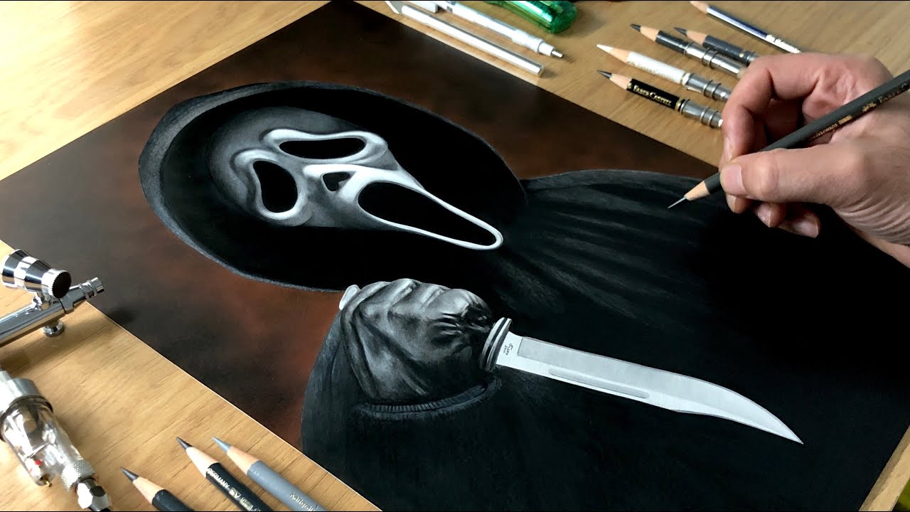 How To Draw Ghostface ¦ Insane Scream Movie Fan Art Time-Lapse!