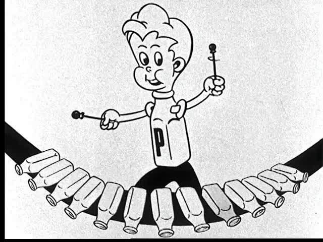 Vintage Cartoon Animation: Milk Bottle & Xylophone Music