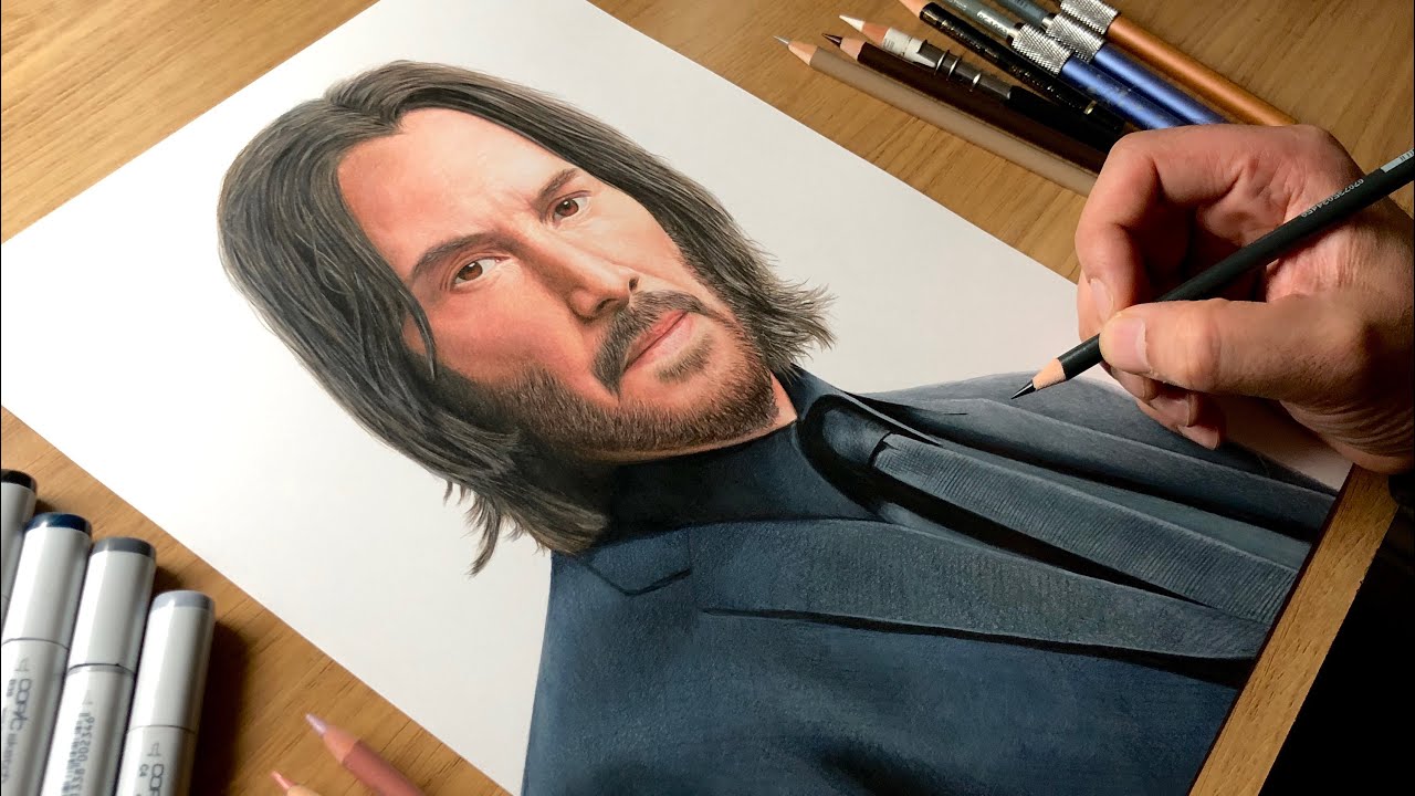 John Wick Drawing ¦ Crazy Realistic Keanu Reeves Art In 12 Hours!