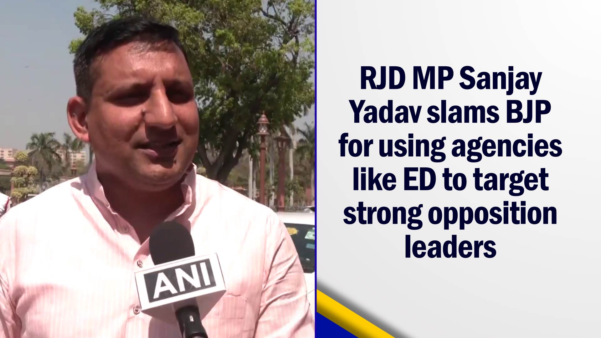 RJD MP Sanjay Yadav slams BJP for using agencies like ED to target ...