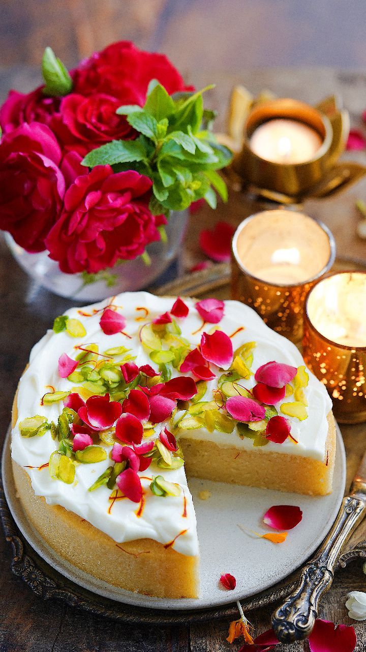 This Eggless Saffron Almond Ghee Cake Melts in Your Mouth!