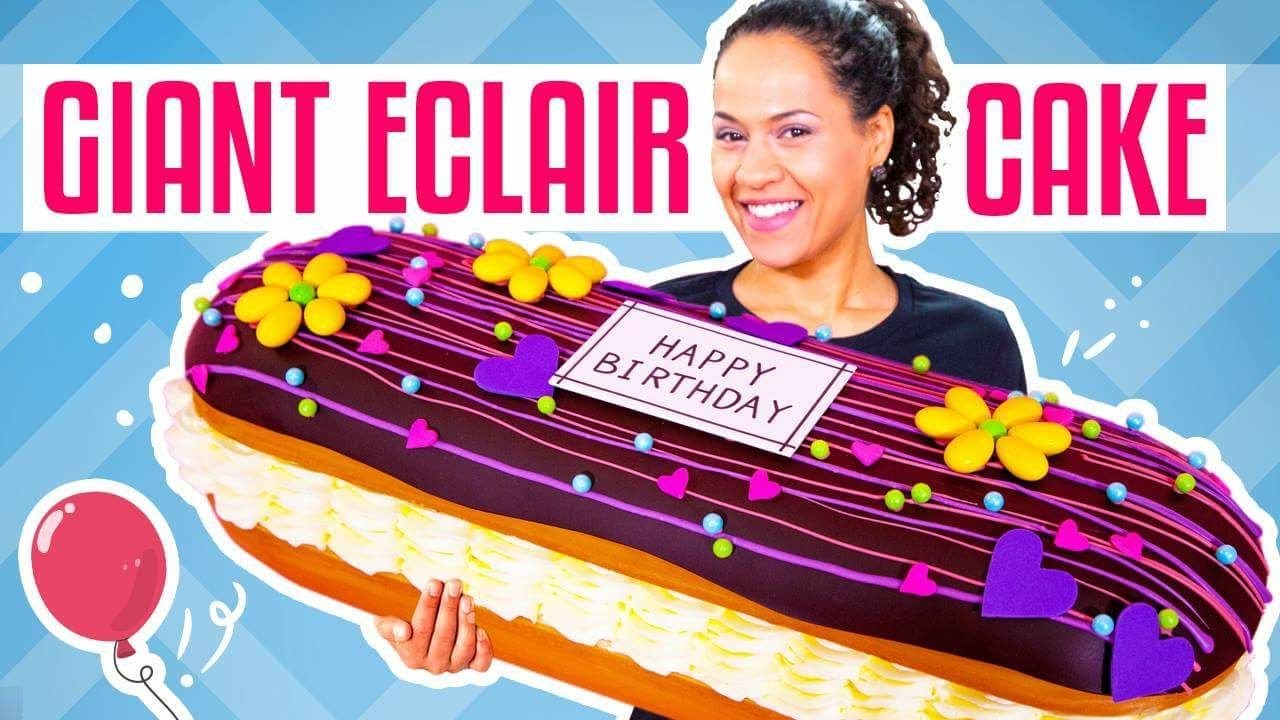 How To Make A GIANT Chocolate Eclair out of CAKE