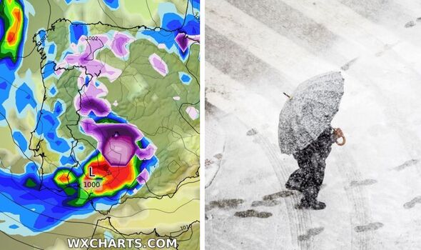 Spain weather maps turn purple as rain, snow storms and 130kmph gales hit