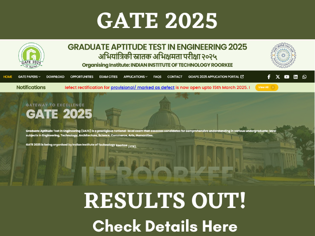 GATE 2025 Result Announced at gate2025.iitr.ac.in Login GOAPS Portal to ...
