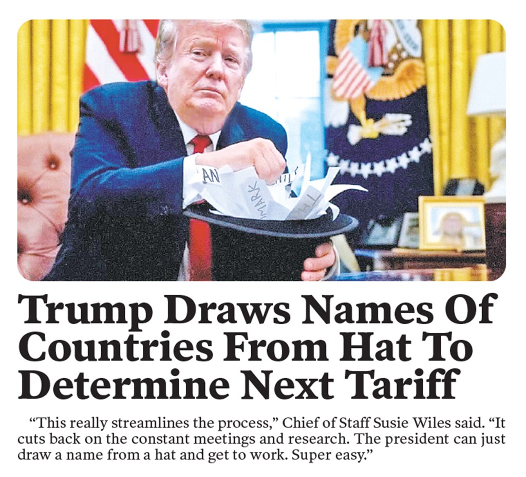 Best of the Babylon Bee: Trump draws names of countries from hat to ...