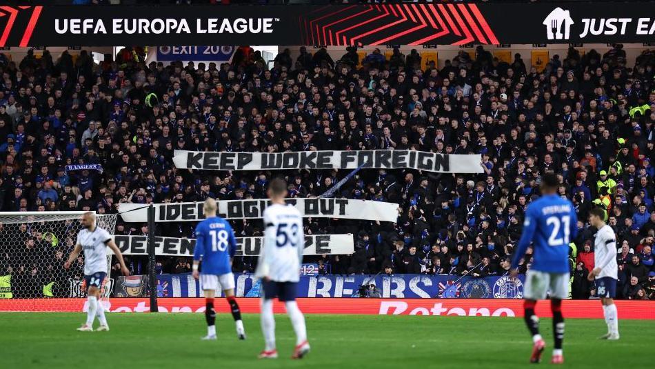 Uefa charges Rangers over 'shameful' anti-woke banner