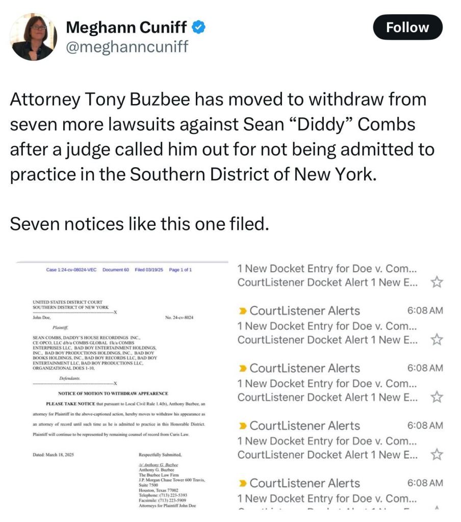 Tony Buzbee Withdraws from Diddy Lawsuits After Judge Calls Out His ...