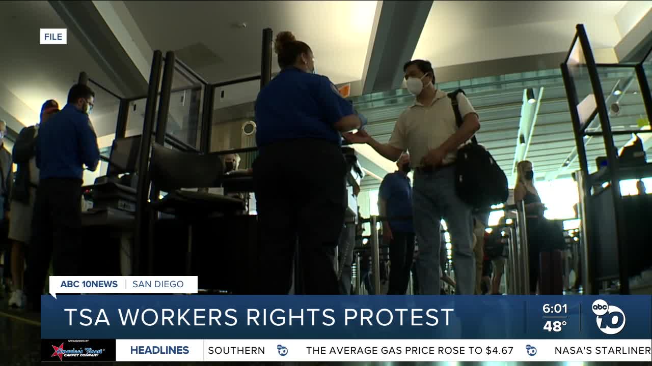 TSA workers’ rights protest underway at San Diego Airport