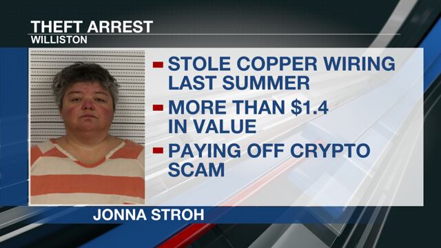 Williston woman arrested for stealing more than $1.4 million in copper wire