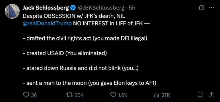 John F. Kennedy's grandson Jack Schlossberg calls out 'obsessed' Donald ...