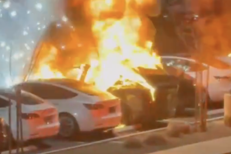 Tesla warning as 100 toxic chemicals billow into air after each arson ...