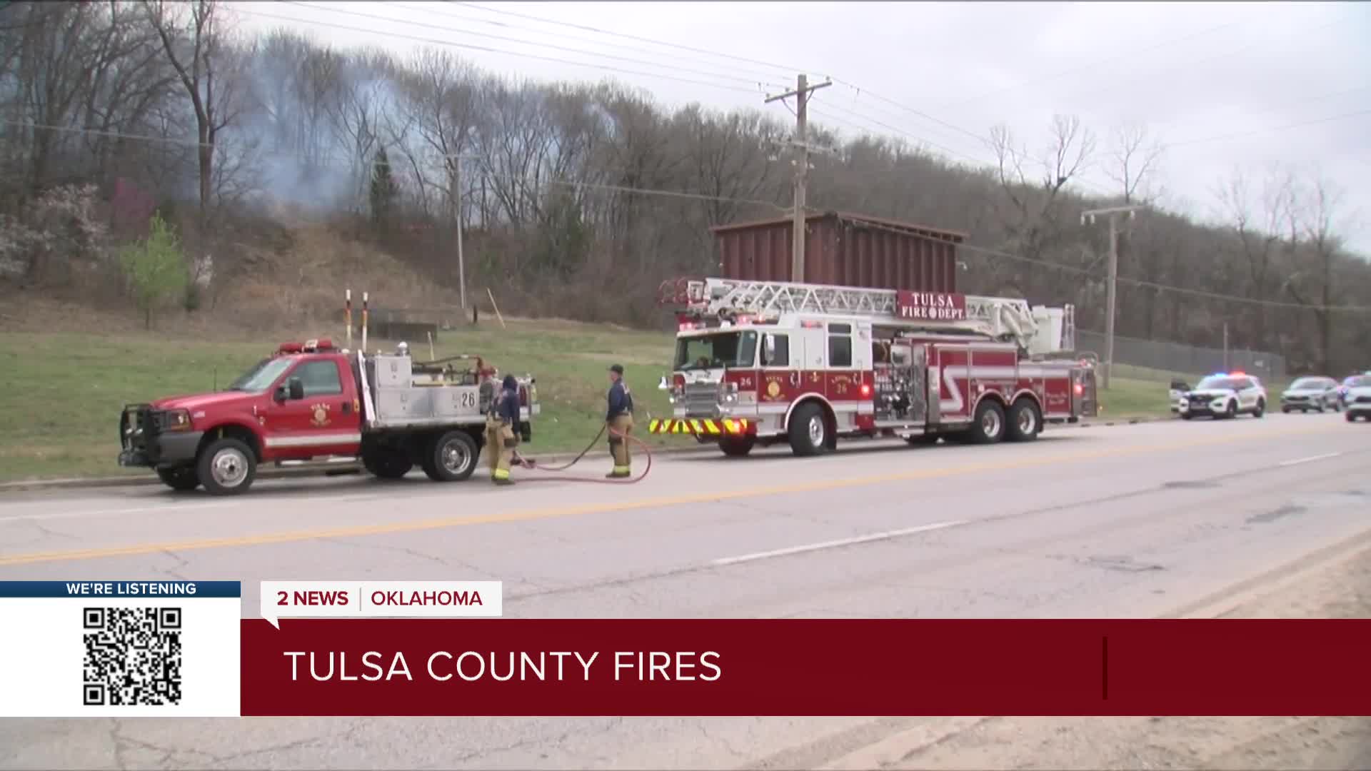 Tulsa area firefighters working nonstop to keep the flames from spreading