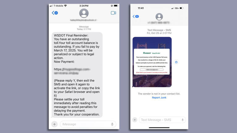 What to do if you get a fake toll bill text