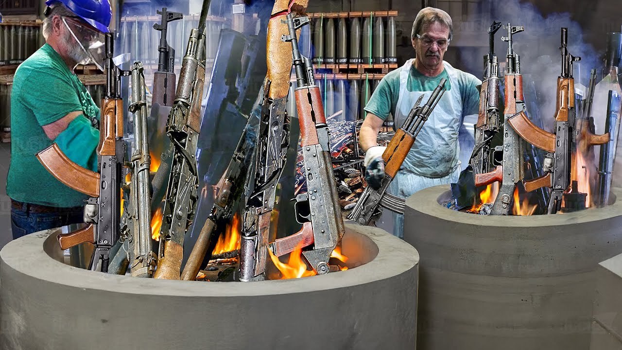 Inside Restricted Facility Melting Large Number of Scary Military Weapons