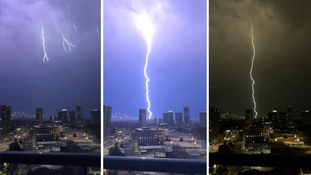 Impressive reverse lightning captured during storm in Georgia