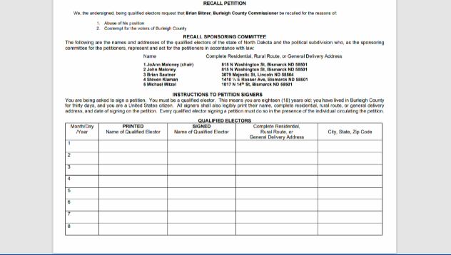Group gathering signatures in effort to recall Burleigh County ...