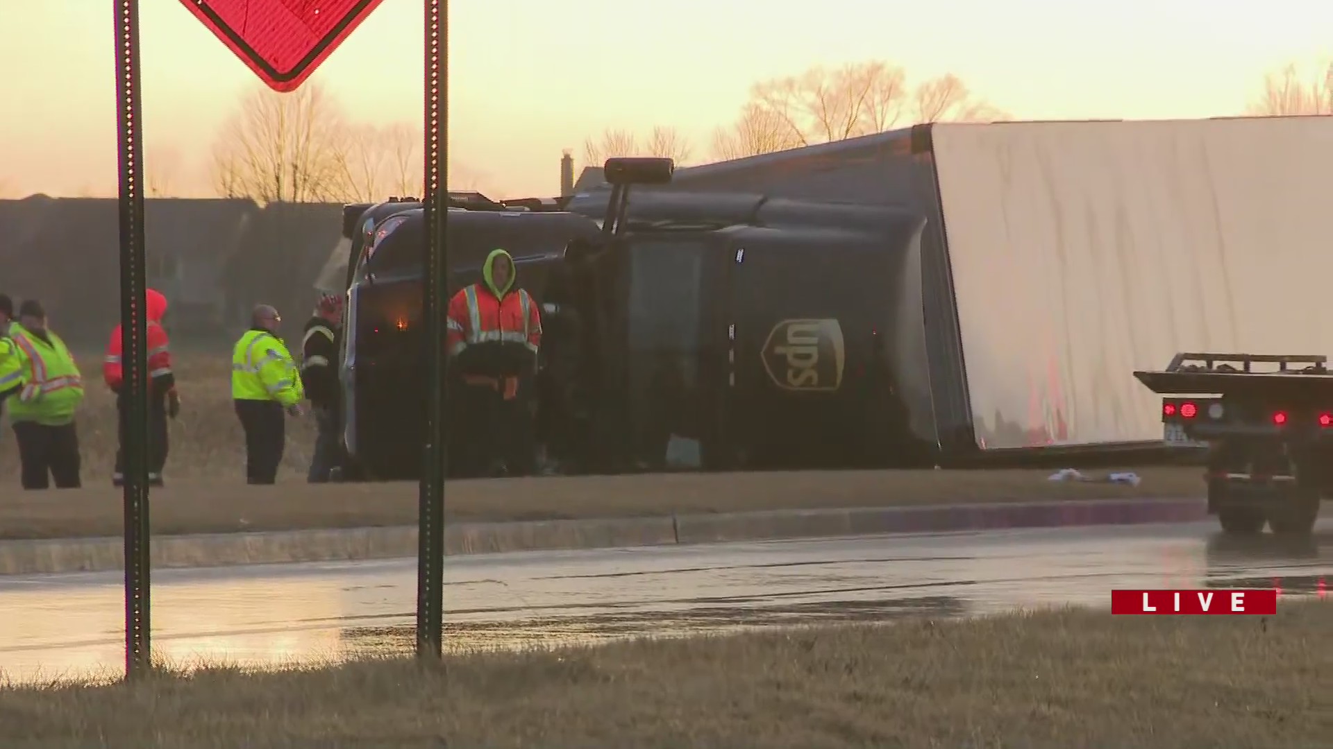 UPS tractor-trailer overturned by thunderstorm's high winds — WGN ...