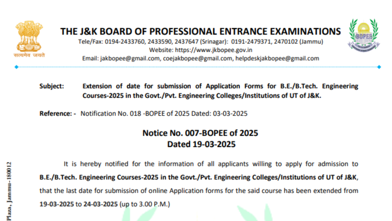 JKCET 2025 registration deadline extended till March 24: Check the ...