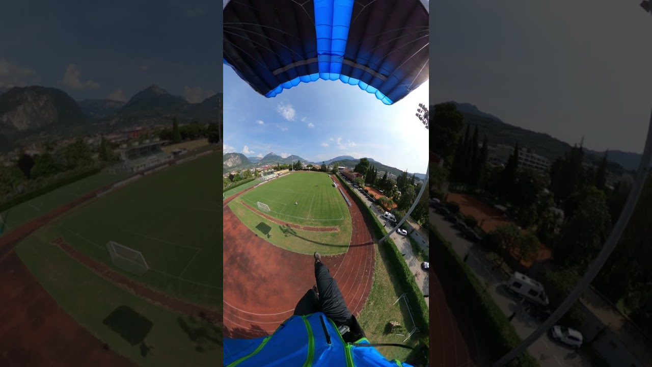 BASE Jump landing in a football field