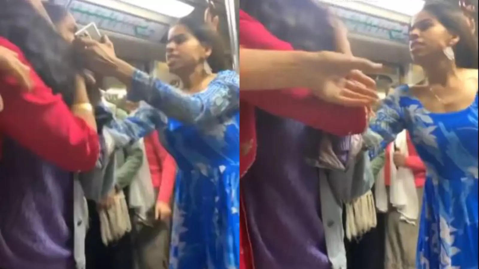 Delhi Metro Chaos! Two Women Clash In A Heated Fight As Passengers ...