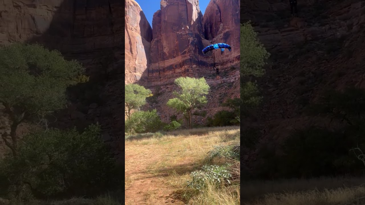 BASE jump landing in Moab
