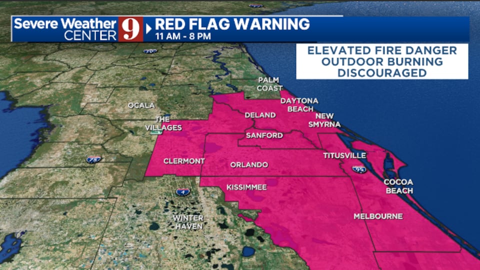 ‘Red Flag’ fire warning issued Thursday for most of Central Florida