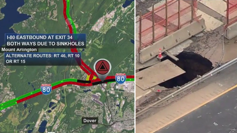 Route 80 sinkhole in NJ: What's happening, traffic map